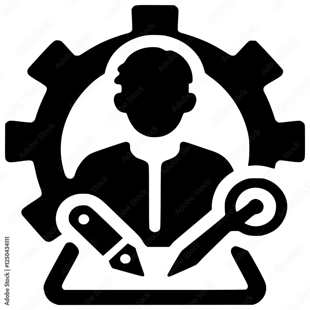 Engineer Icon: A strong and symbolic icon of an engineer, depicted ...