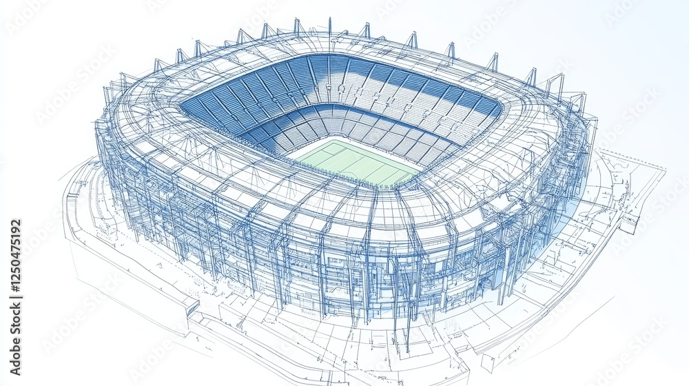 Stadium Architectural Blueprint - Detailed blueprint of a modern ...