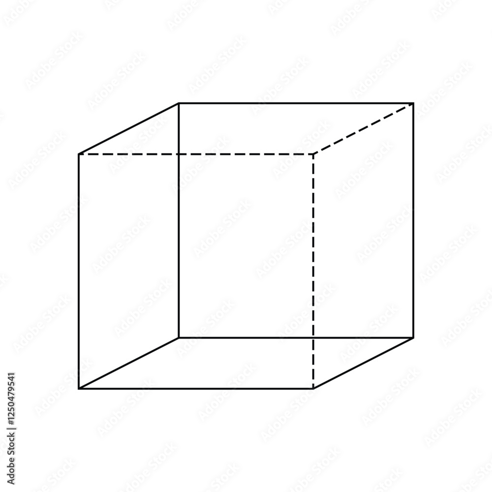 Simple 3d figure. 3D quadrilateral line. cubic square line drawing ...
