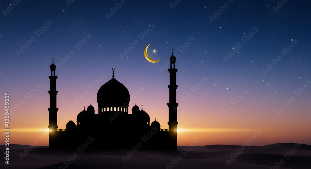 Mosque at sunset and night showcase the architectural beauty of Islamic ...