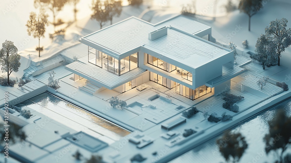 AI-generated architectural blueprints present innovative designs with ...
