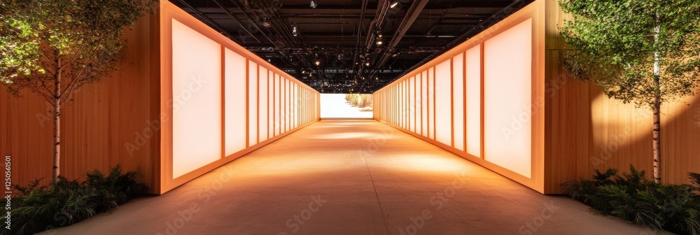 Geometric Display Booths with Interactive Screens and LED Lighting in ...