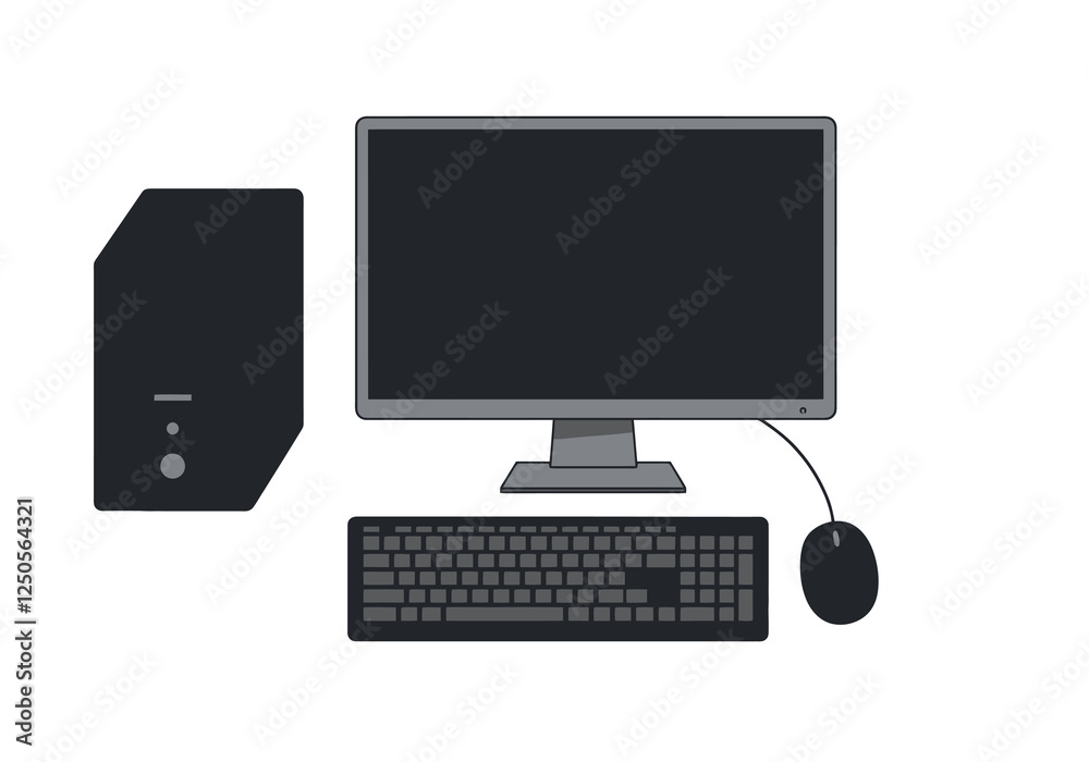 Computer Set Clipart. This image shows a computer set with a monitor ...