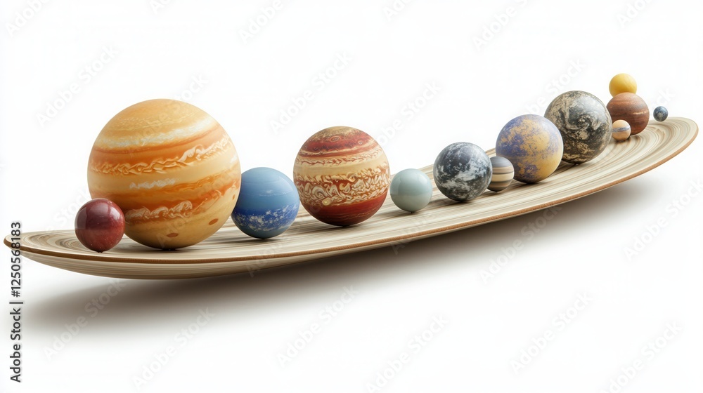 Solar System Model, detailed representation of planets in orbit against ...
