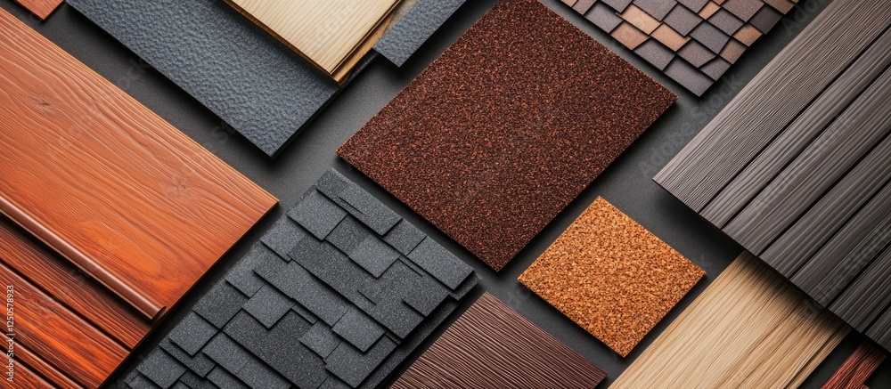 Variety of textured and colored materials for roofing and decking ...