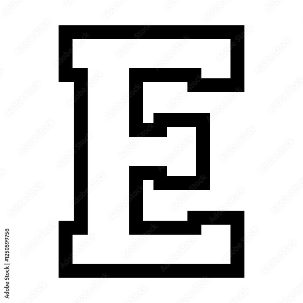 Initial letter E in college varsity font svg cut file. Isolated vector ...