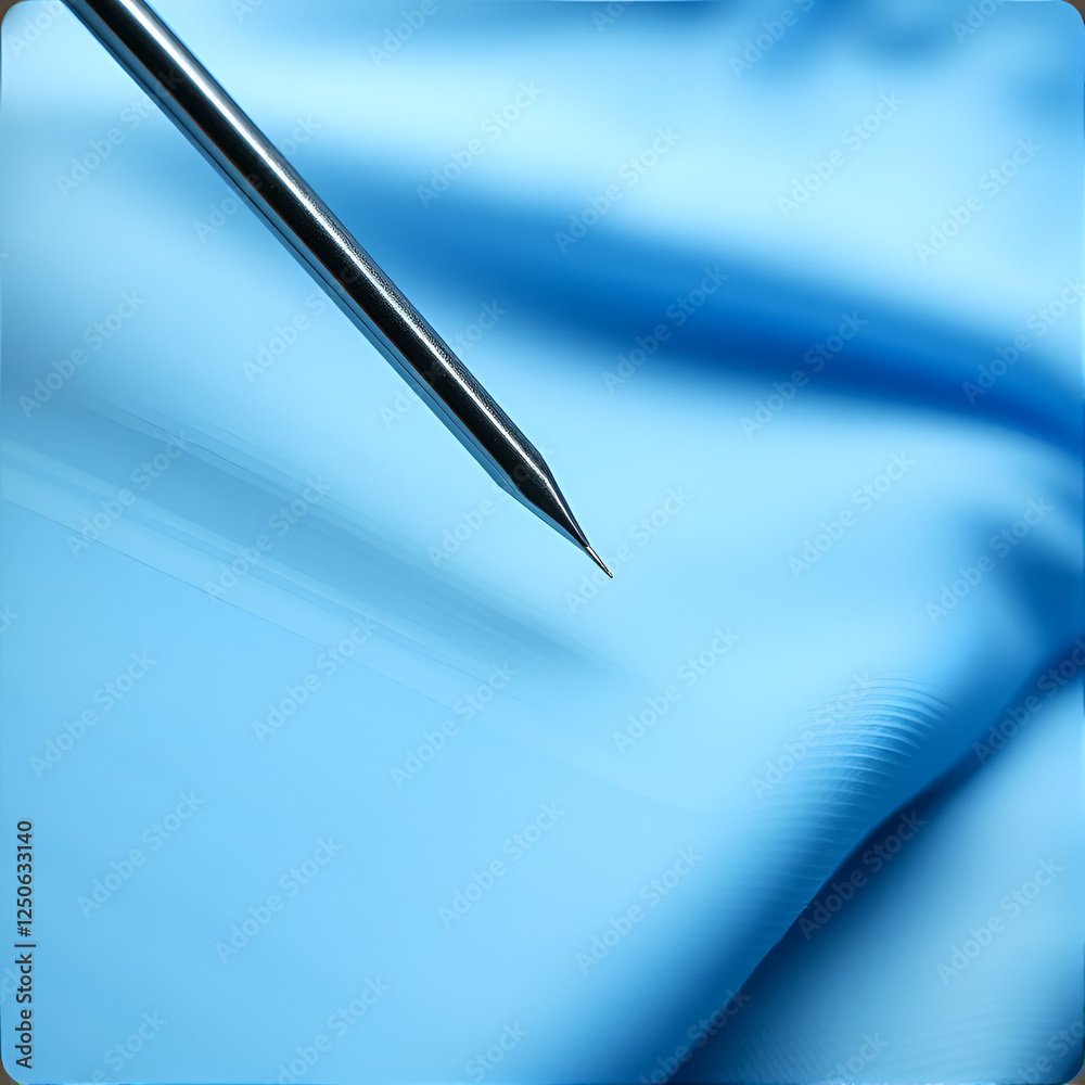 High-definition macro of a needle breaking the surface of the skin ...