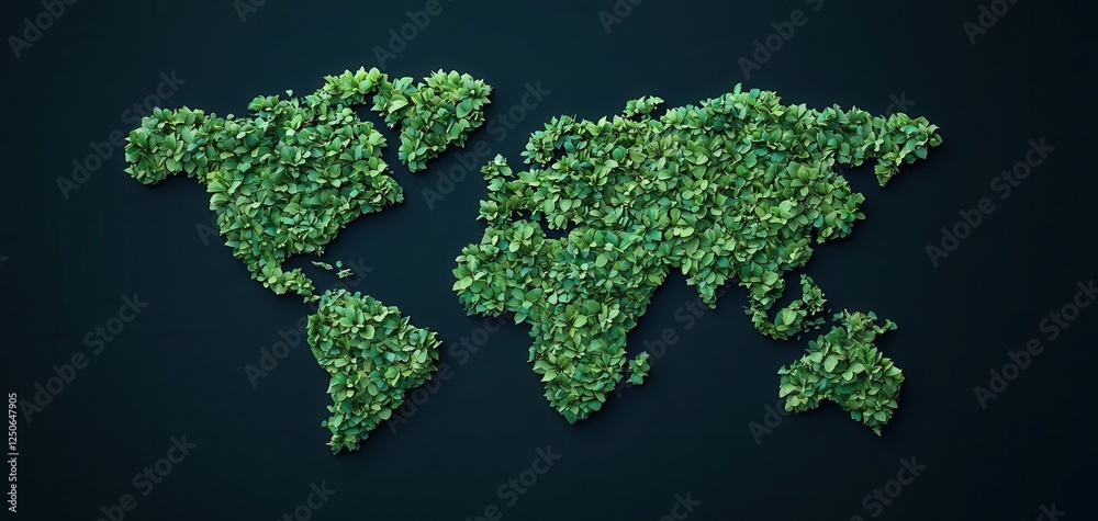 net zero emissions impact. 3D holographic map showing emissions-free ...