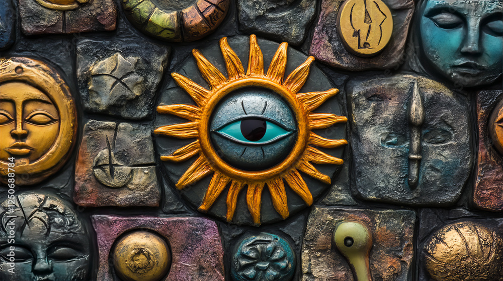 Occult, witchcraft and magic icons or symbols. Esoteric signs, tarot ...