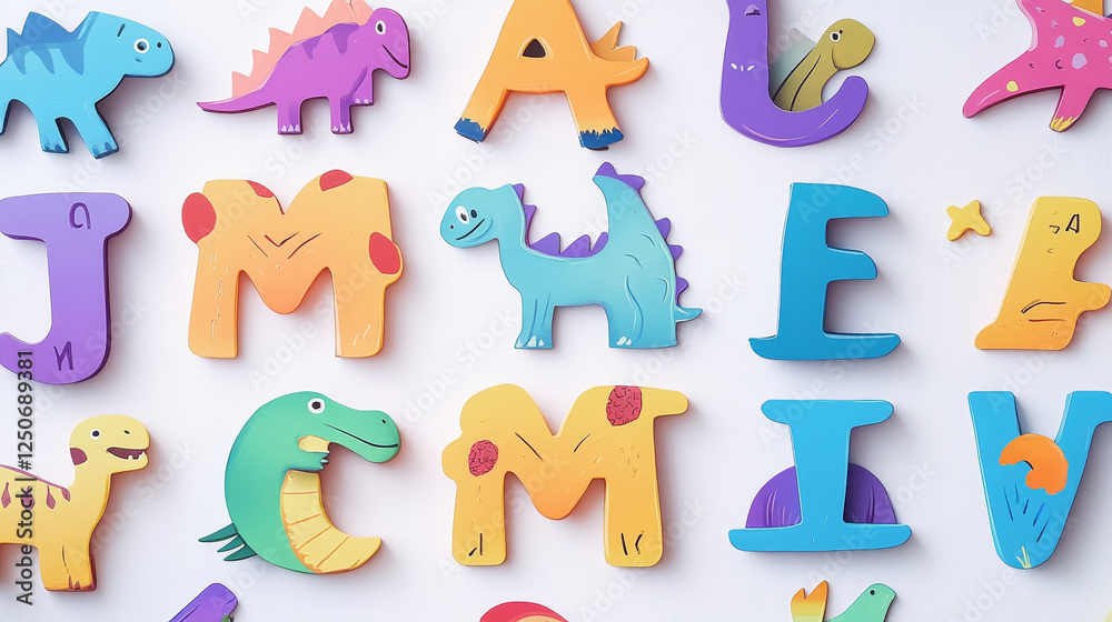 Ilustración de Stock Kids dinosaurs alphabet with cartoon dino ...