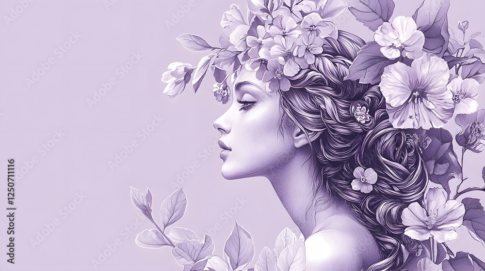 68. A peaceful image of Persephone with flowers blooming around her on ...