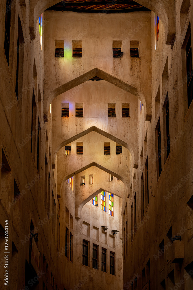 Doha, Qatar - January 31, 2025: Historic building housing Falcon Souq ...