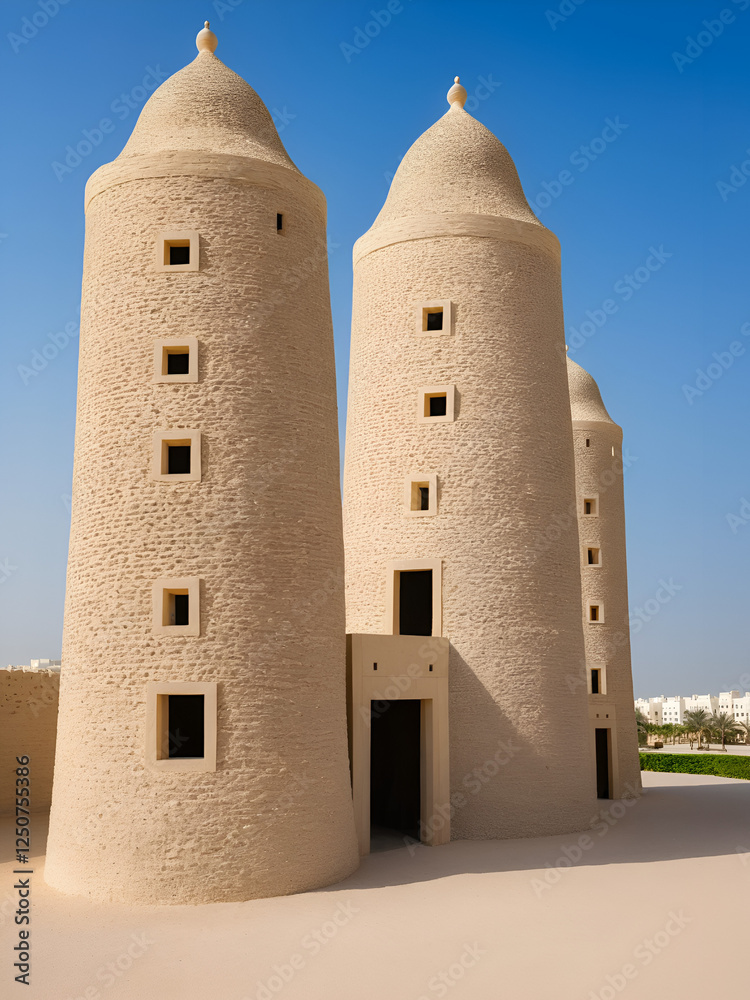 Dovecotes towers at Katara cultural village, Doha, Qatar. ancient ...
