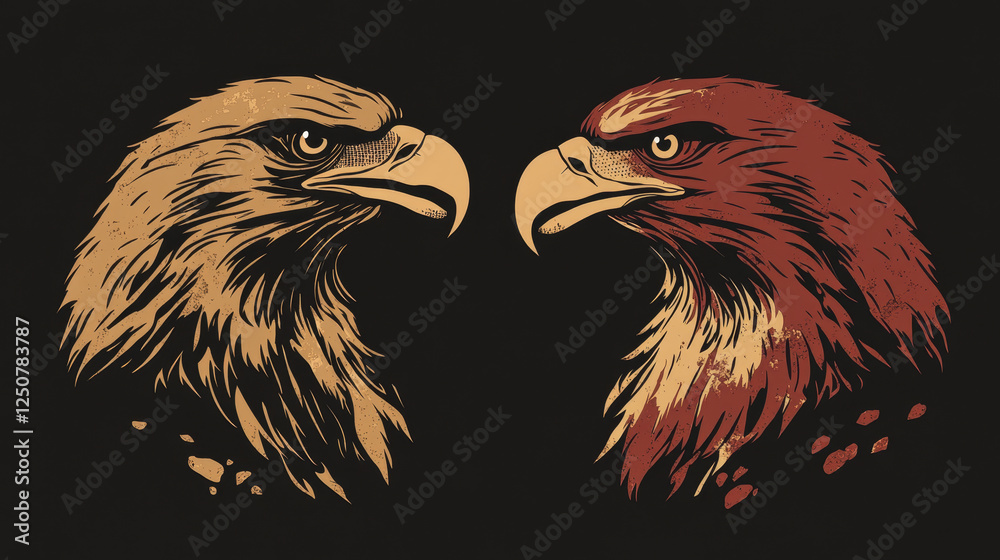 Heraldic eagle head on two variations for medieval concept design ...