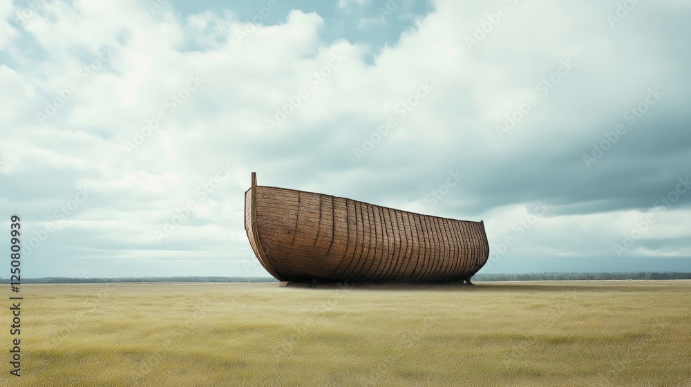 Bible story. Noah's Ark before the flood began. The Ark reflects Noah's ...