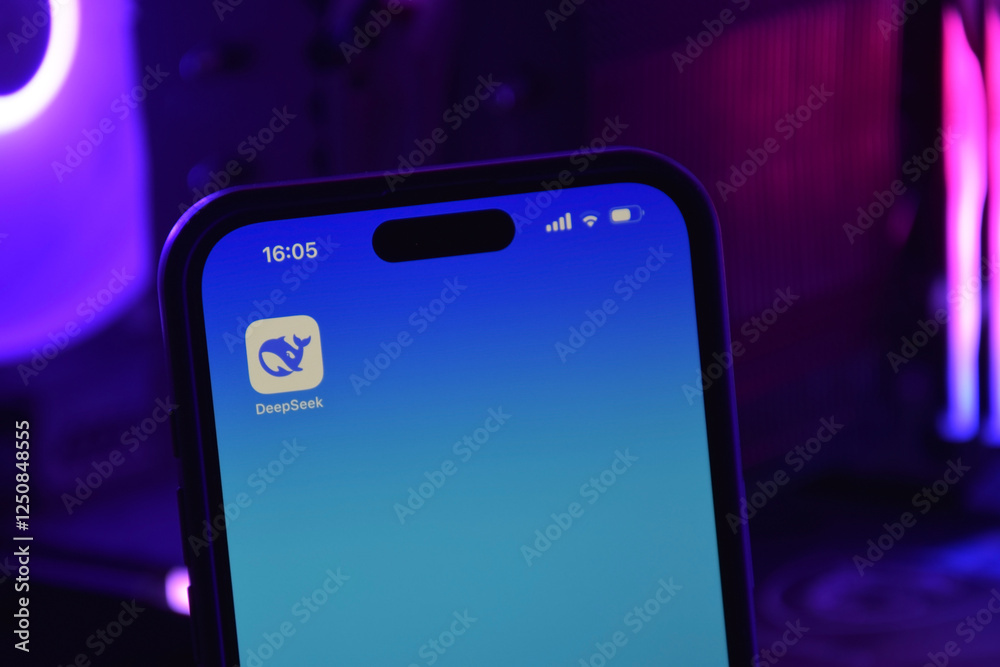 Deepseek Ai logo is displayed on smartphone. Stock Photo | Adobe Stock