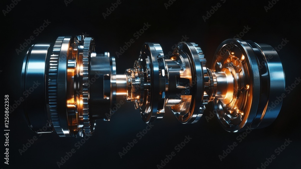 Foto de Stock CAD-like render of a crankshaft mechanism, showing ...