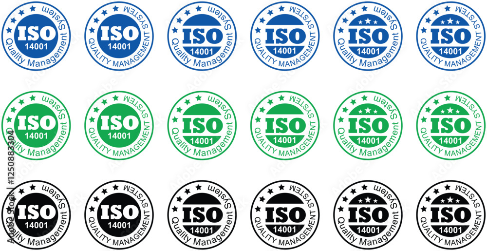 ISO 14001 logo certification, Certified Company Certificate ISO Blue vector, Quality Certificate ...