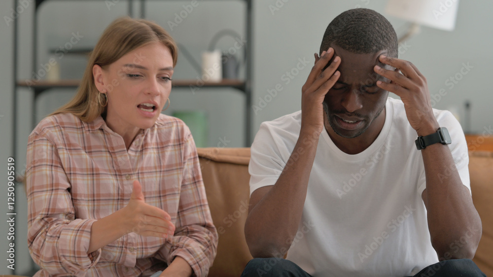 African Man Fighting with Depressed Crying Wife at Home Stock Photo ...