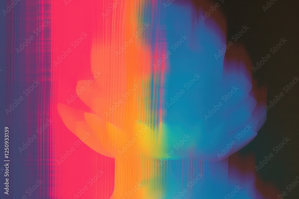 Abstract digital art with vibrant glitch effects and color distortion ...