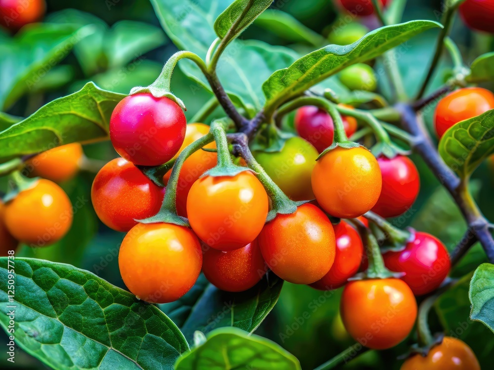 High-resolution macro images showcase Solanum nigrum fruit's intricate ...
