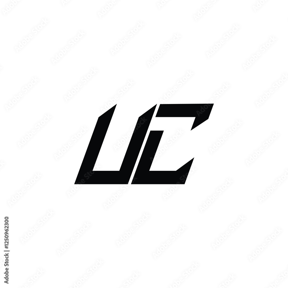 UC monogram logo design letter text name symbol monochrome logotype ...