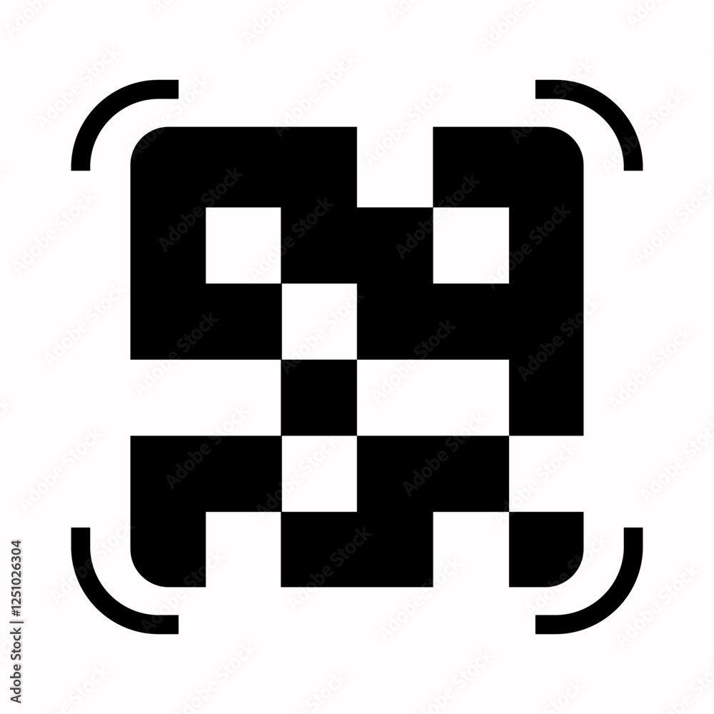QR code icon. Fake template of quick responce matrix barcode in square ...