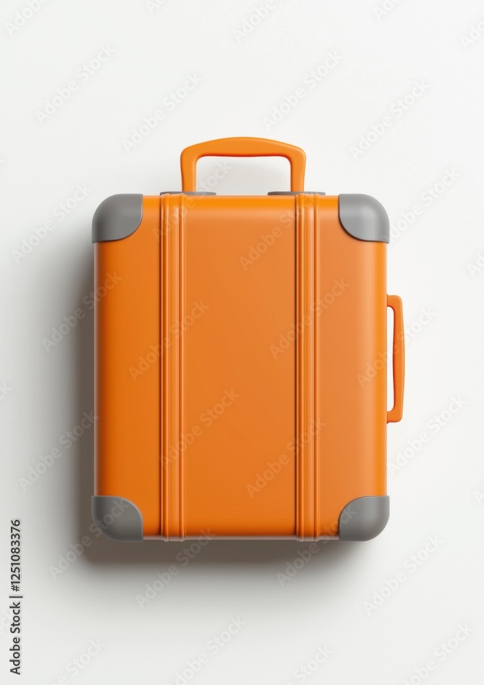 3d rendering of an orange suitcase. the suitcase is rectangular in ...