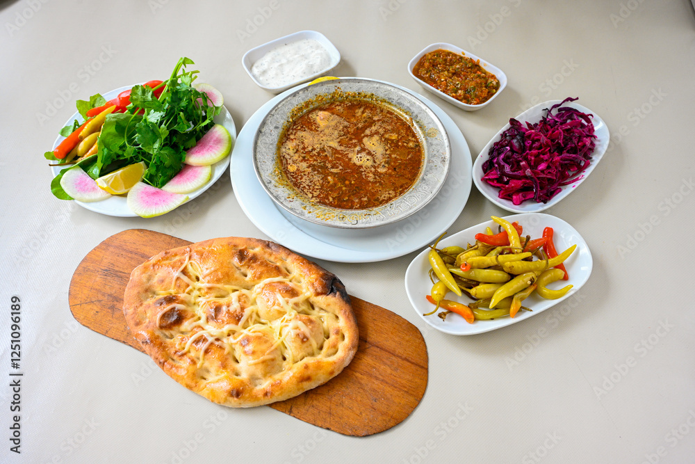 Turkish Traditional Tripe Soup. Iskembe, tuzlama, sirdan, beyran, ayak ...