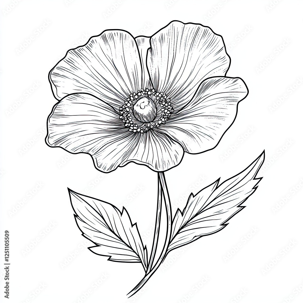 Botanical Illustration Parts of a Flower Coloring Page for Education ...