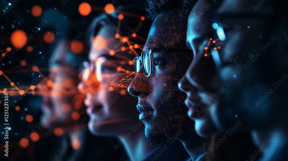 Abstract concept of artificial intelligence and human connection with ...