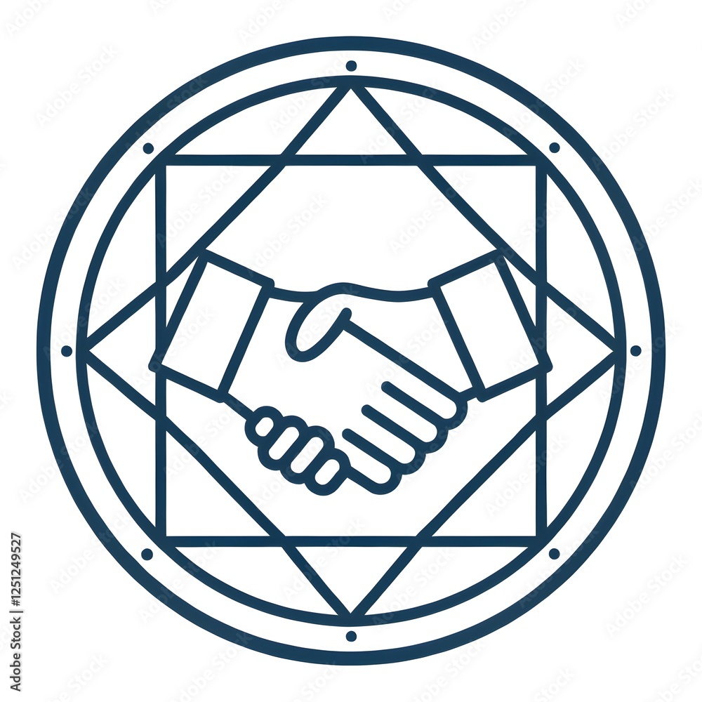 Conflict Resolution Icon with Two Hands Shaking Inside a Circle ...