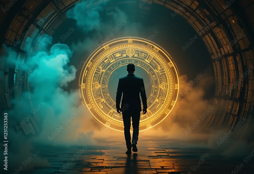 Time travel futuristic portal mystical clock background wallpaper AI ...