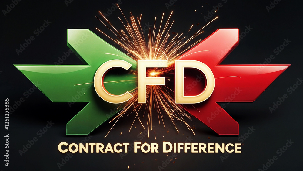3d render arrow logo with the acronym abbreviation "CFD" in the center ...