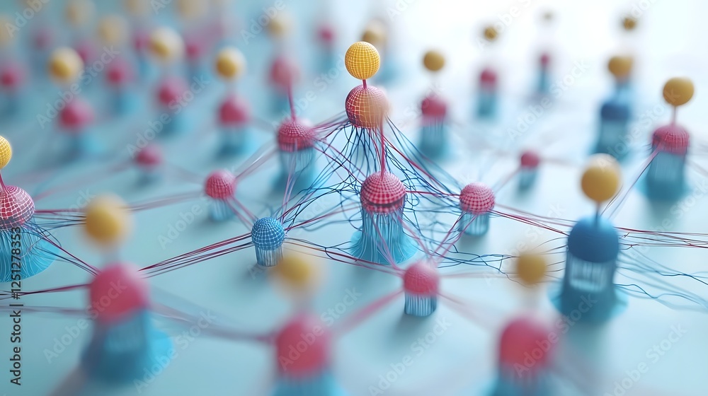 Detailed diagram of a complex neural network system with various interconnected layers nodes ...