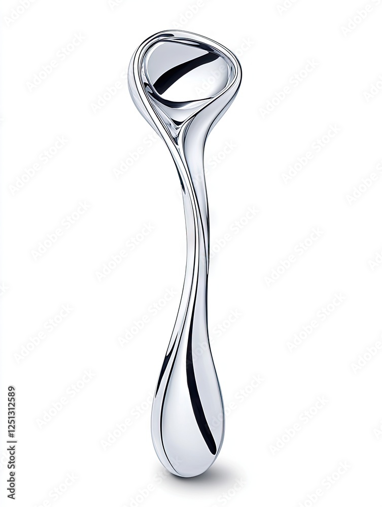 Elegant silver facial massage tool, isolated on white background ...