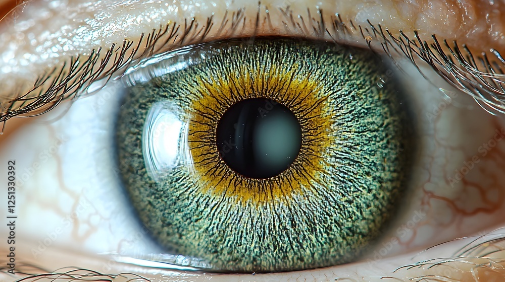 Macro close up view of a human iris revealing its unique geometric ...