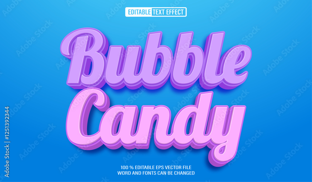 Editable 3d text style effect - Bubble Candy text effect Template Stock Vector | Adobe Stock