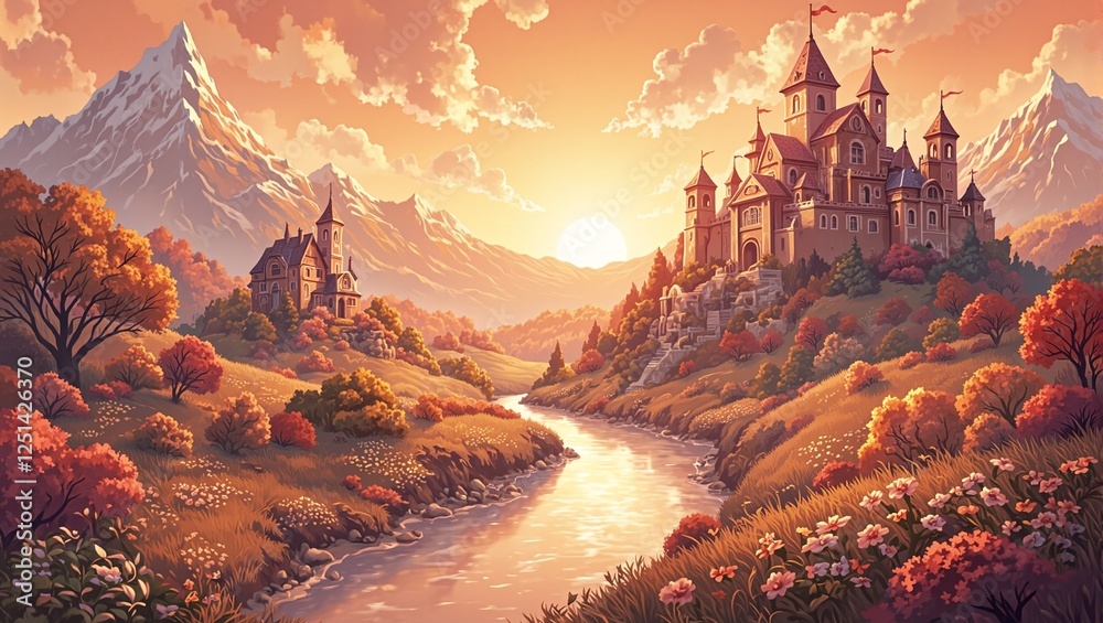 Explore a whimsical candyland with a caramel river gumdrop hills and a ...