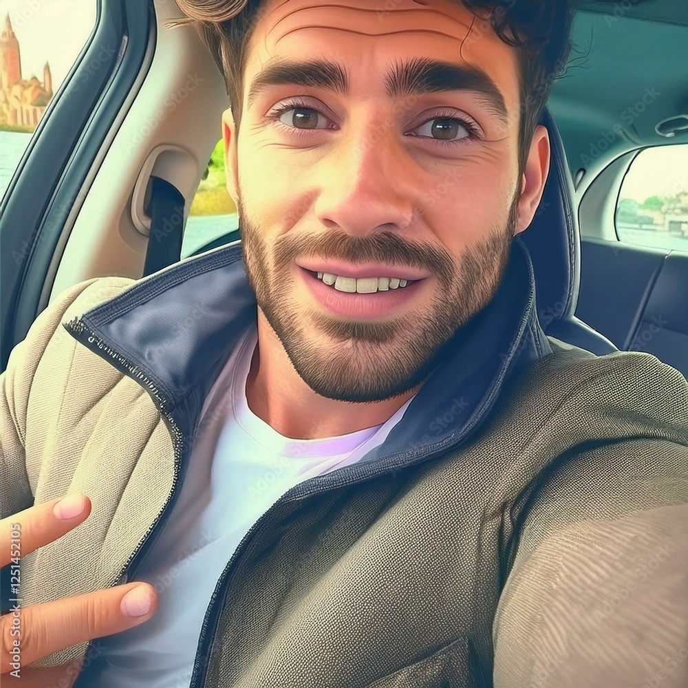 Hombre de joven edad, con un buen aspecto, que se hace una foto en su ...