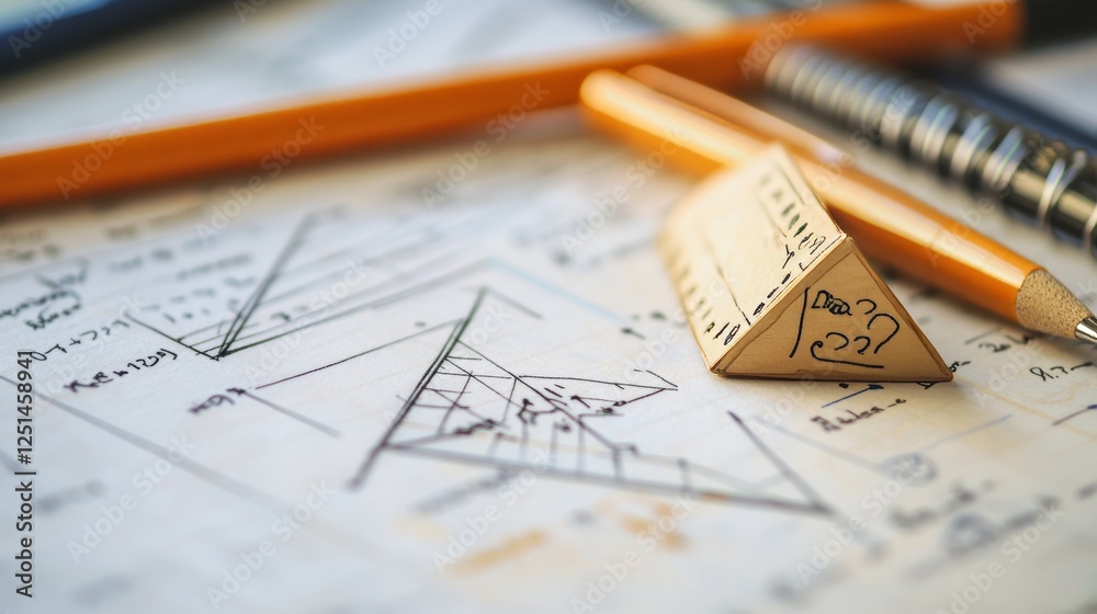 trigonometry math book equations and formulae handwritten on white ...