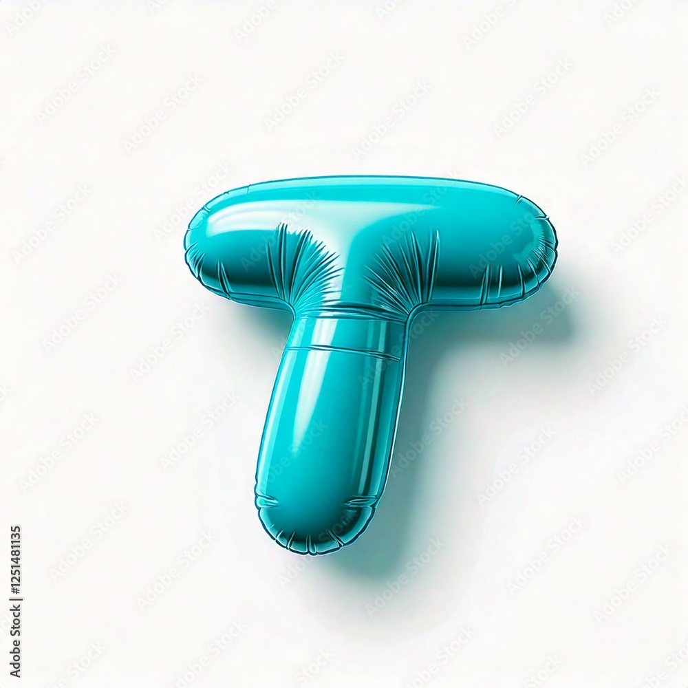 Inflated Letter T with Fabric Texture on Neutral Background, letters ...