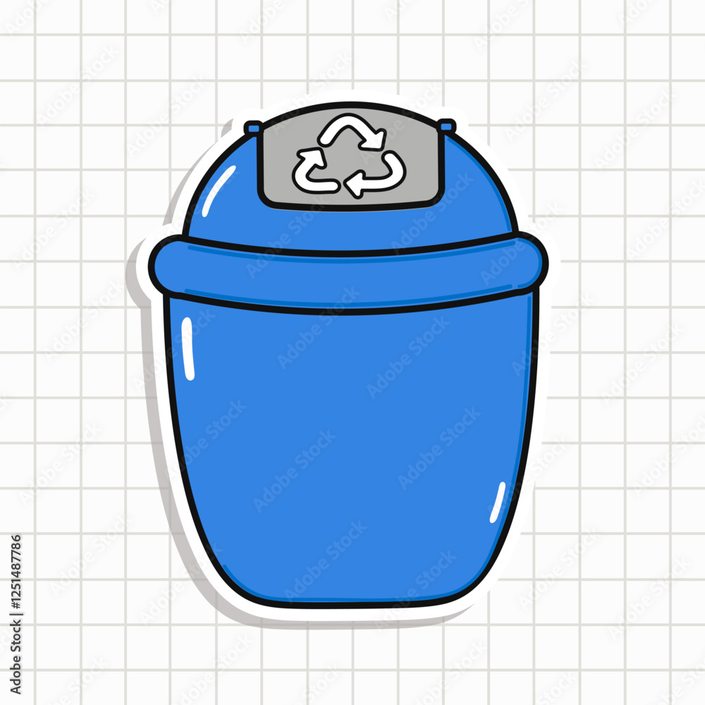Colorful cartoon recycling bin illustration designed for kids to ...