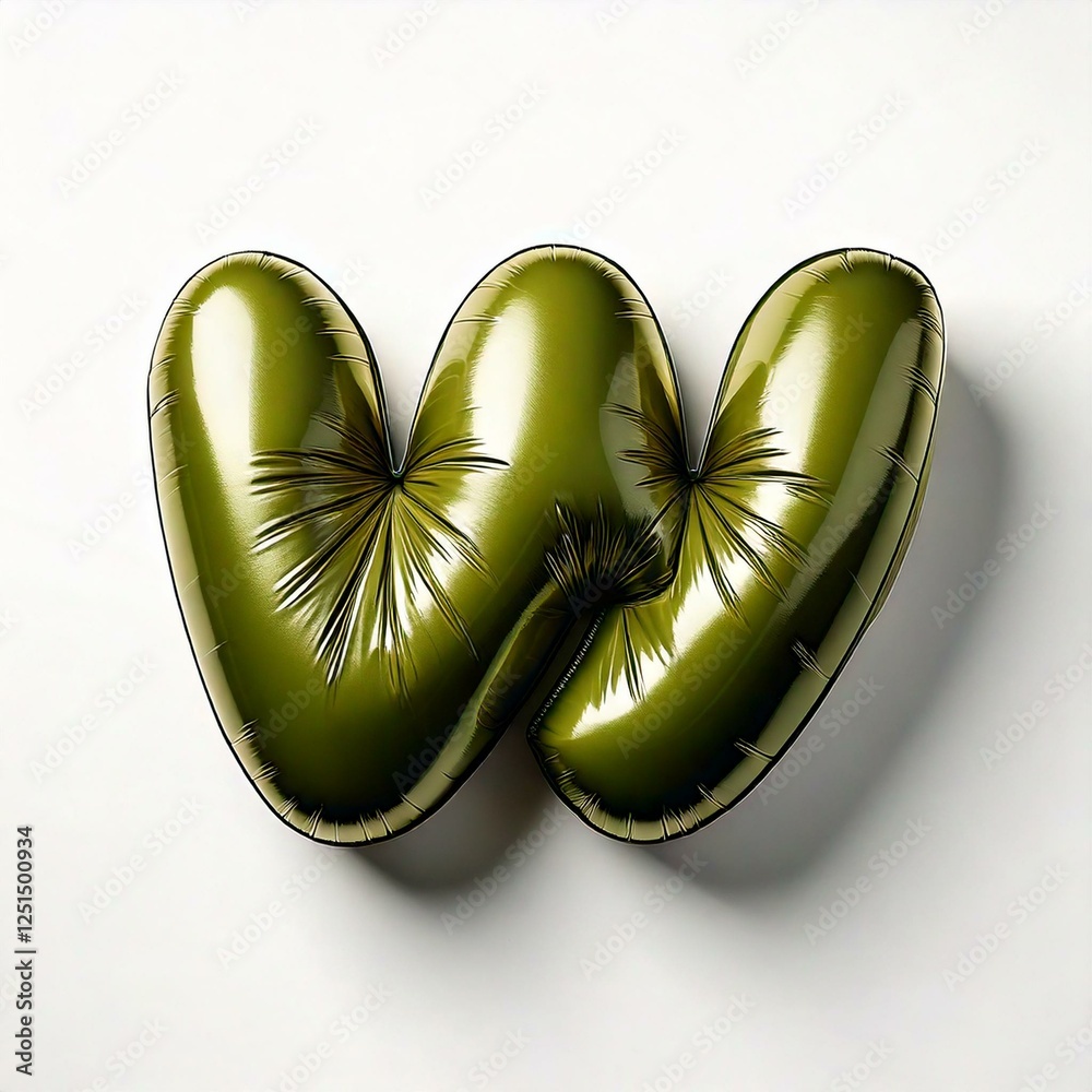 Structure Reference ImageInflated Letter W with Fabric Texture on ...