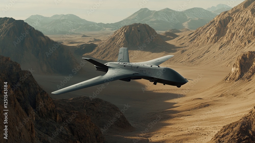 BAE Taranis Stealth Drone: Desert Mountain Flight Stock Photo | Adobe Stock