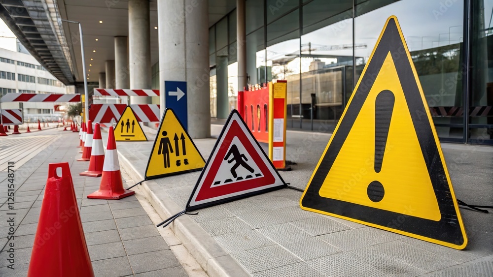 Construction Site Warning Signs Safety Precautions Caution Danger ...