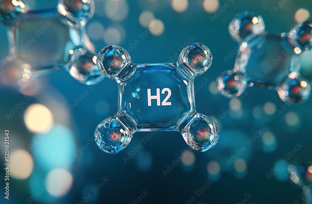 H2 and H3 gas molecules, concept of green energy or fuel industry with ...