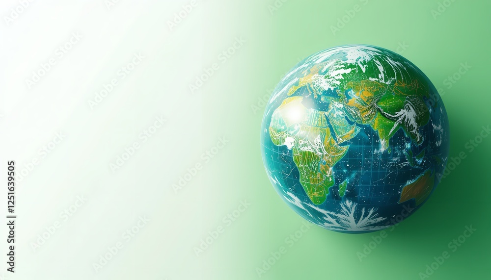 Ilustración de Stock Detailed Earth Globe 3D Model Green Background ...