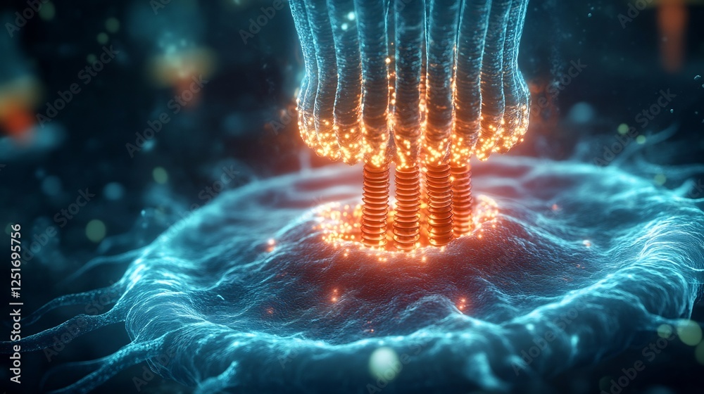 Glowing flagellar motor at the base of a bacterial flagellum ...