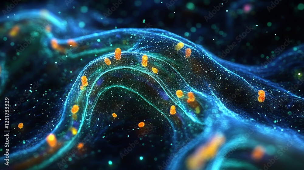 Fluorescent vesicles moving along cytoskeletal tracks delivering ...